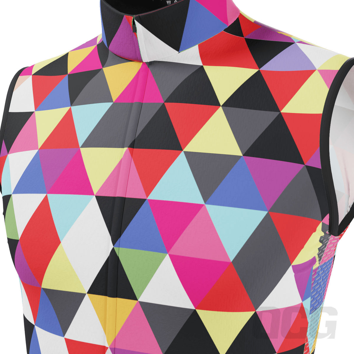 High Viz Color Triangles Sleeveless Cycling Jersey | Moisture-Wicking ...